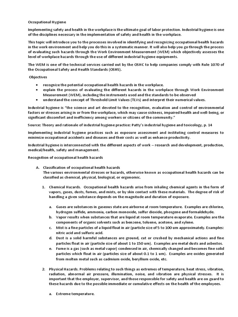 Occupational Hygiene | PDF | Occupational Hygiene | Electromagnetic ...
