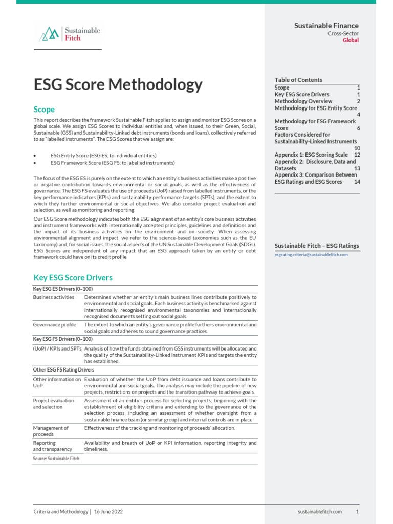 Global ESG Score Methodology Guide | PDF | Performance Indicator ...