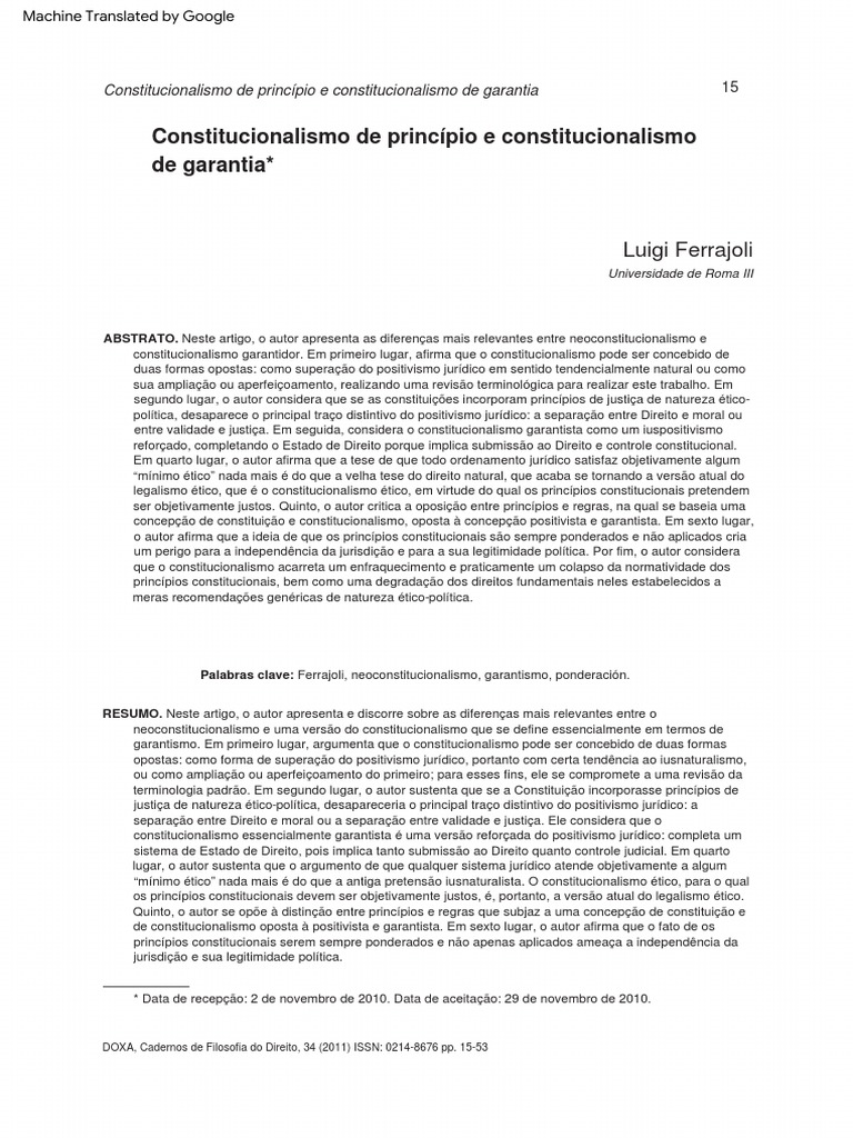 Luigi Ferrajoli - Constitucionalismo Principialista y ...