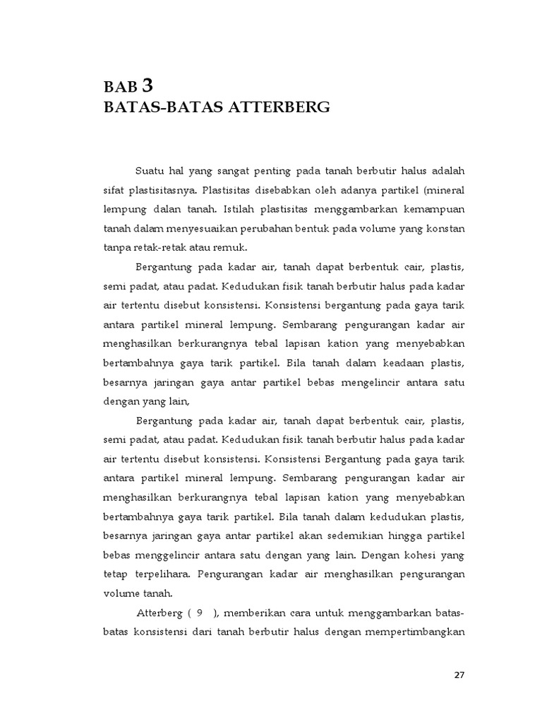 Batas-Batas Atterberg pada Tanah Lempung | PDF