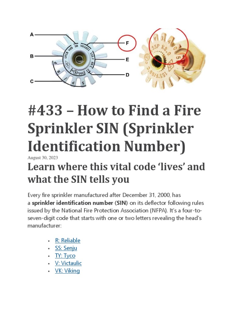 Sprinkler Identification Number | PDF | Fire Sprinkler System | Fire ...