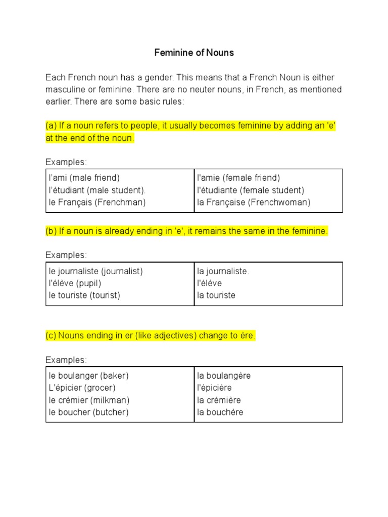 Feminine of Nouns | PDF | Grammatical Gender | Noun