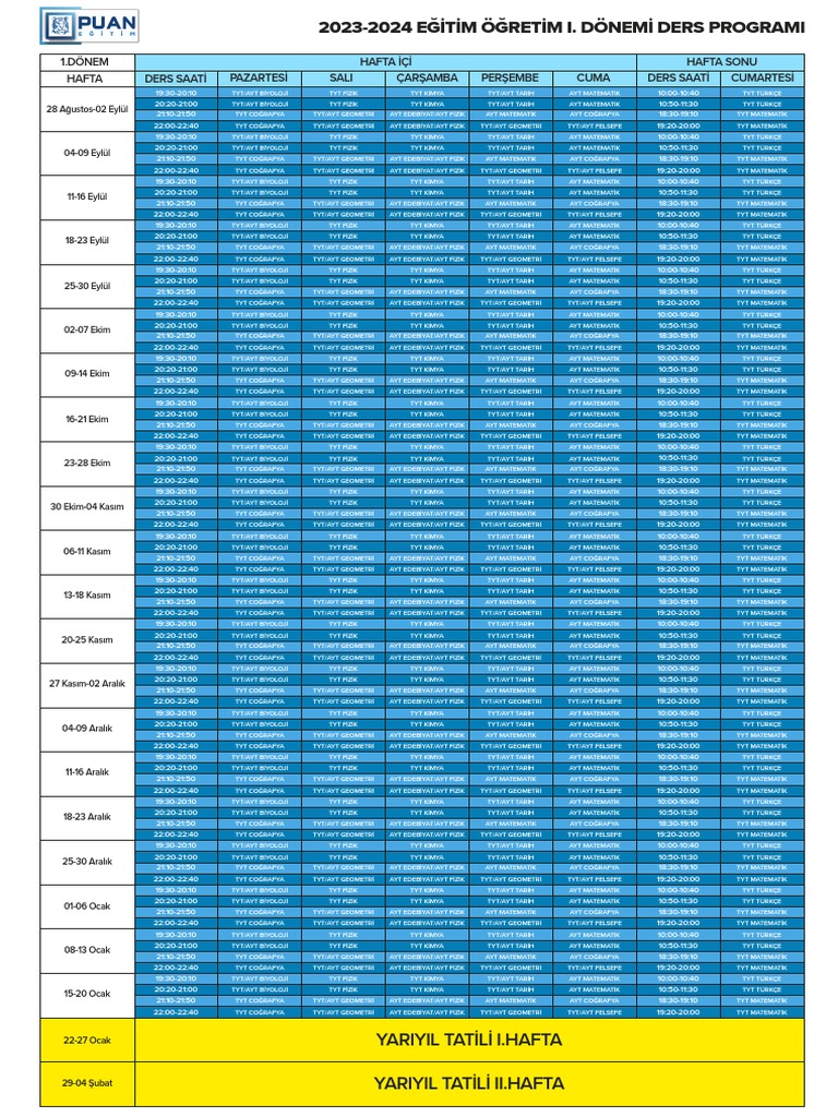 2023-2024 Ders Programi | PDF