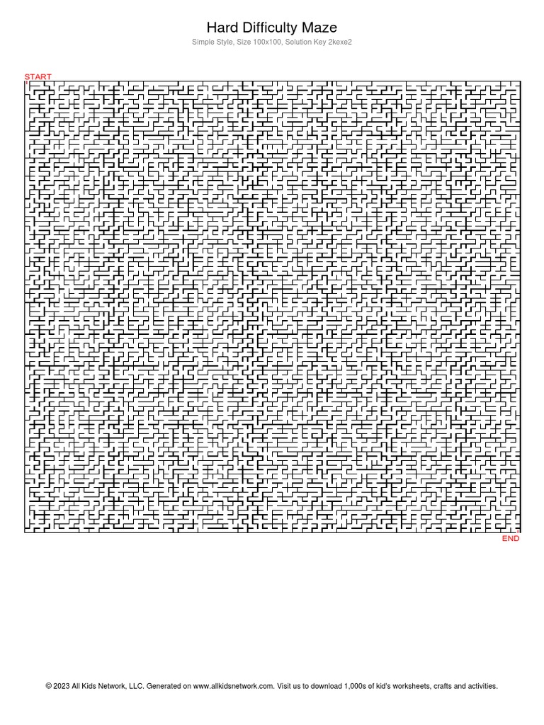 Hard Maze 100x100 Solution Key | PDF