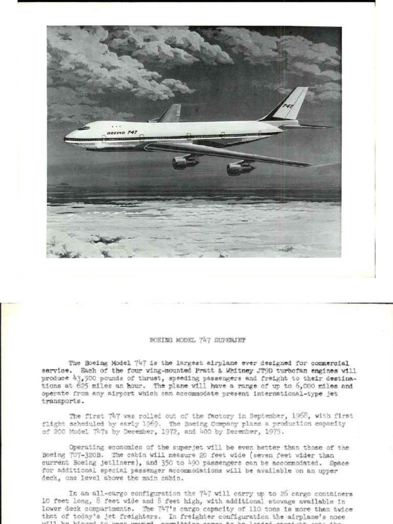 Boeing Model 747 Superjet Brochure - 1968 | PDF