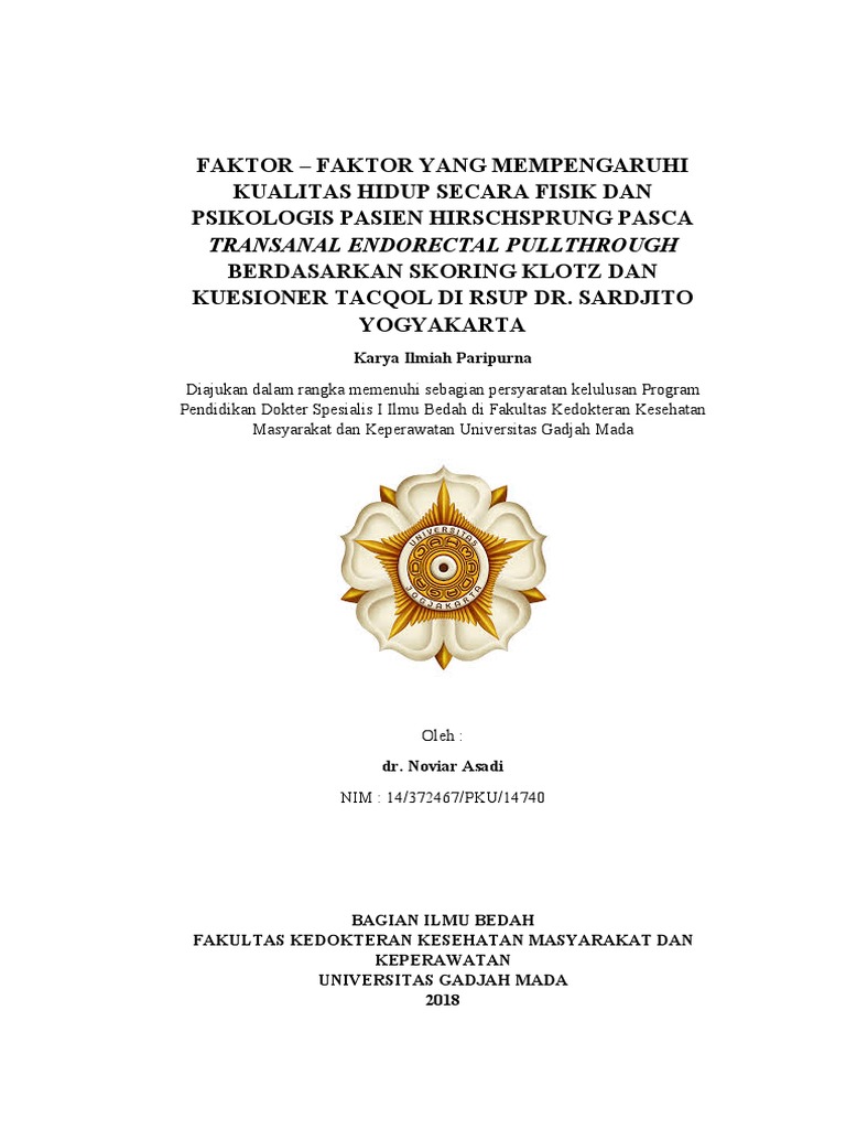 Faktor – Faktor Yang Mempengaruhi Kualitas Hidup Secara Fisik Dan Psikologis Pasien Hirschsprung ...