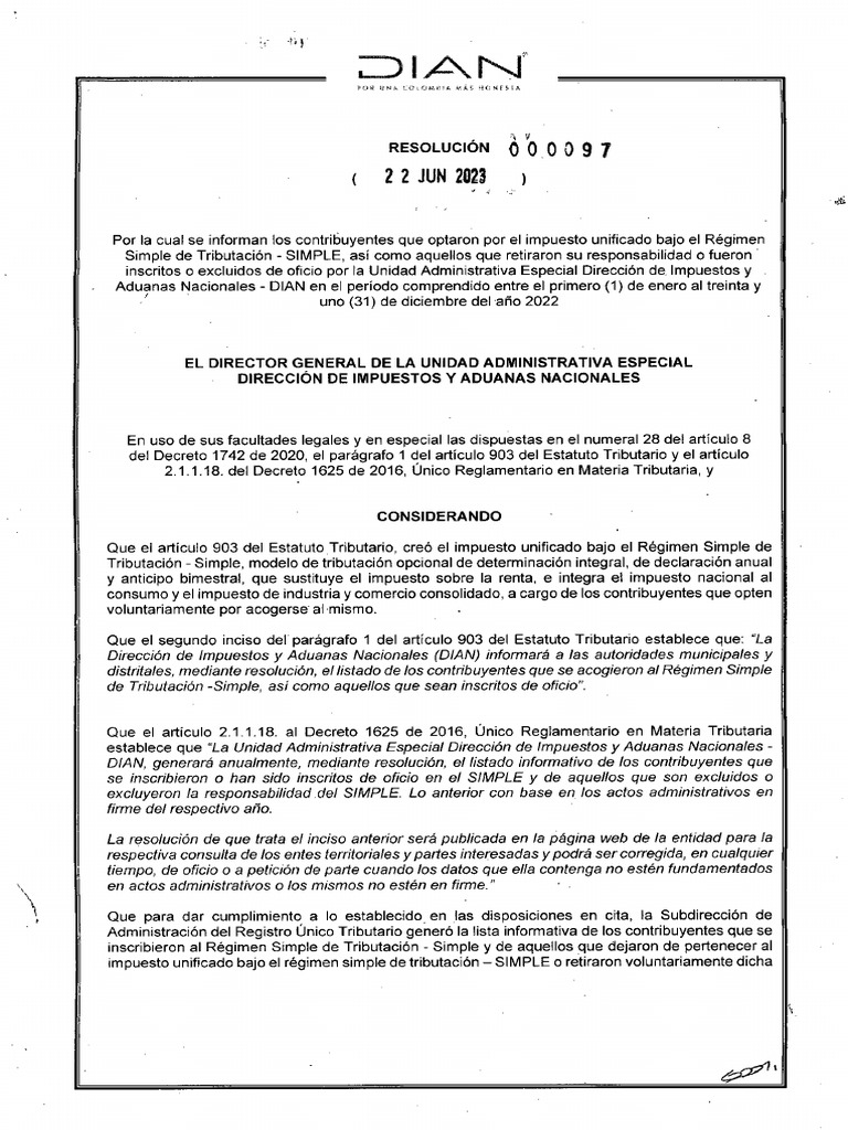 Resolucion 000097 de 22 06 2023 | PDF