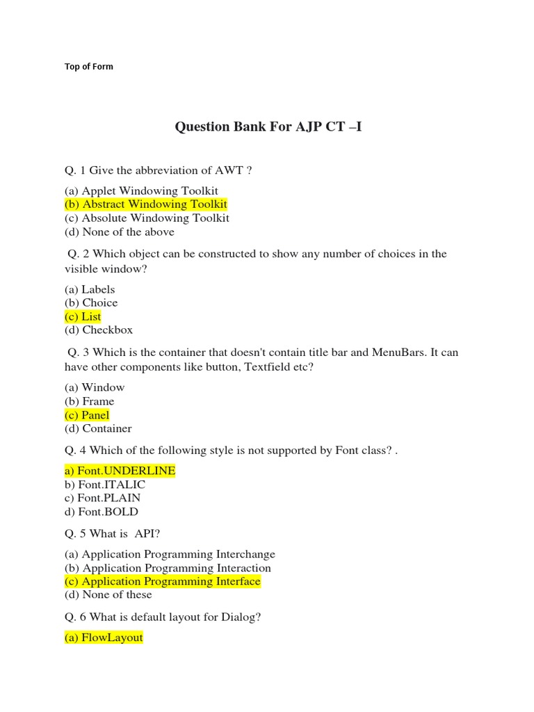 Ajp Answer Sheet | PDF | System Software | Software Engineering