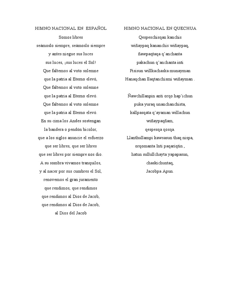 Himno Nacional en Español | PDF | Religión y espiritualidad