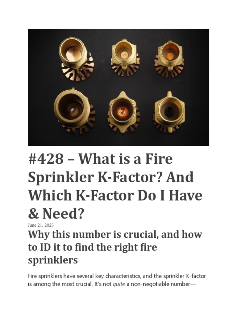What Is A Fire Sprinkler K-Factor | PDF | Fire Sprinkler System