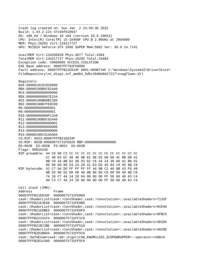 Game Crash | PDF | Computing | Operating System Technology