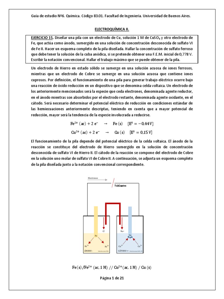 GUÍA RESUELTA T6A-Electroquímica II. | PDF | Redox | Electrodo