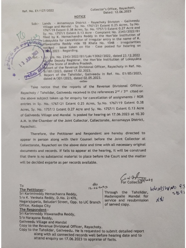 Joint Collector Notice 17-06-2023 | PDF