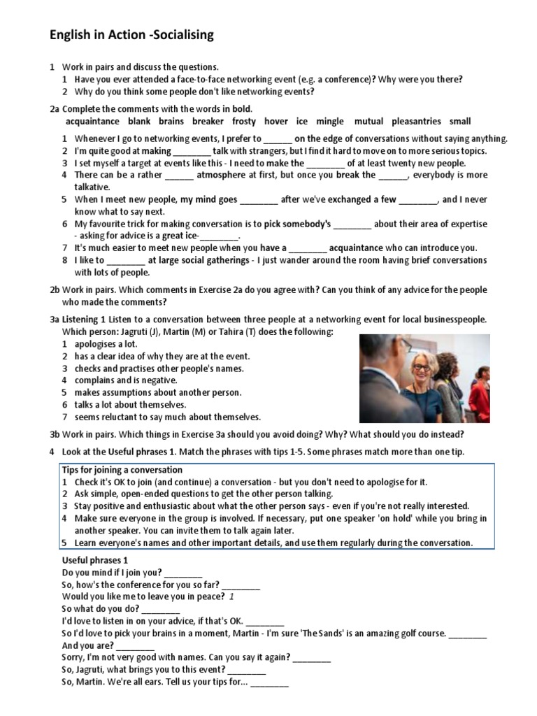 001 English in Action - Socialising - v2 | PDF | Conversation