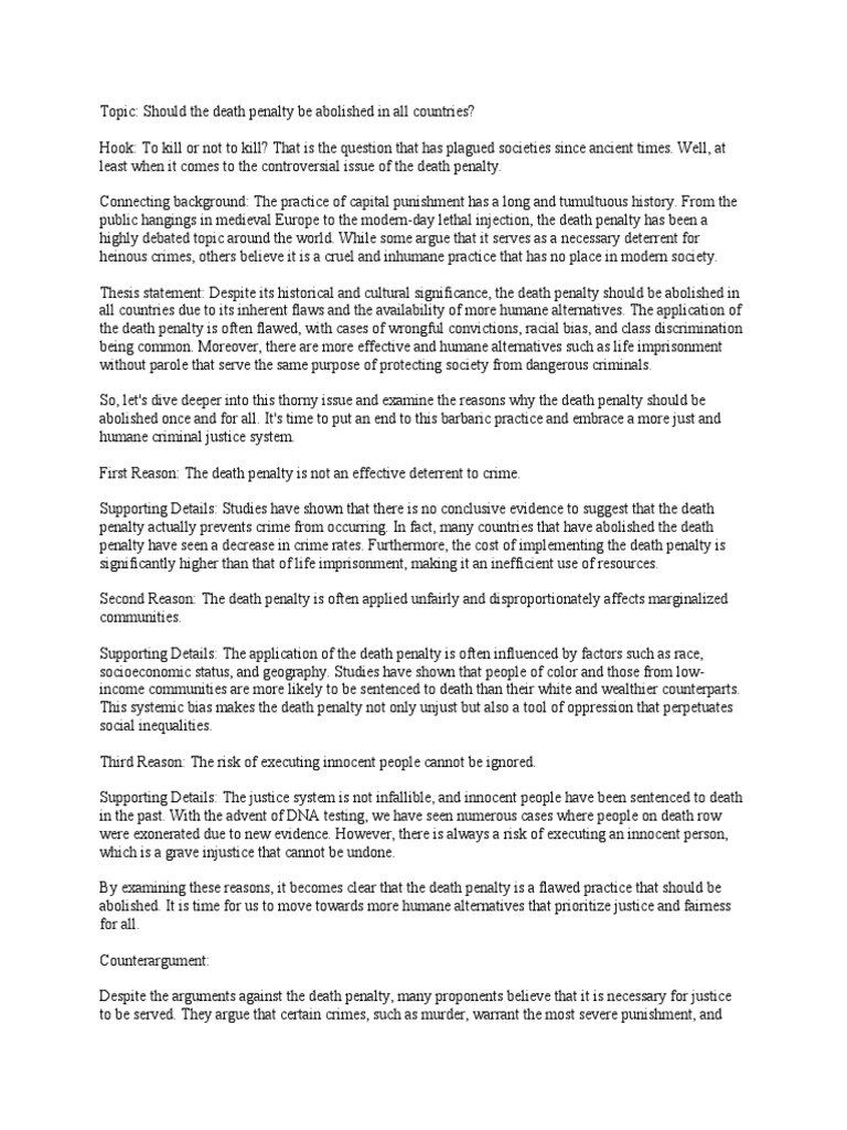 Argumentative Essay Points | PDF | Capital Punishment | Crimes
