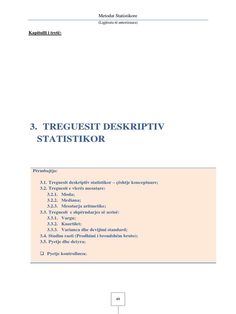 Literatura Treguesit Deskriptiv Statistikor | PDF
