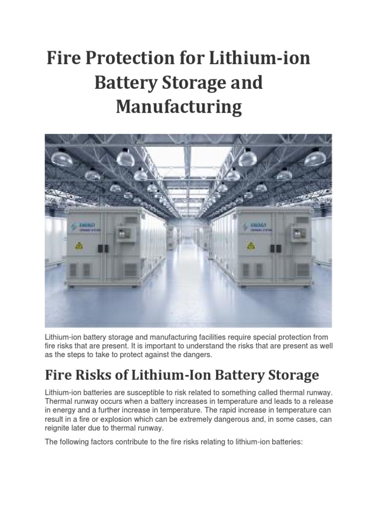 Fire Protection For Lithium | PDF | Lithium Ion Battery | Energy Technology