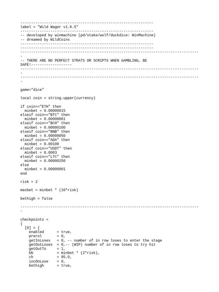 WildWager - V1.6.5.lua Modificado v1 | PDF | Payments | International Trade