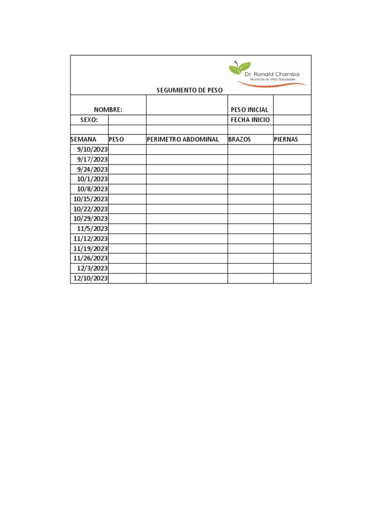 Planilla Control de Peso | PDF