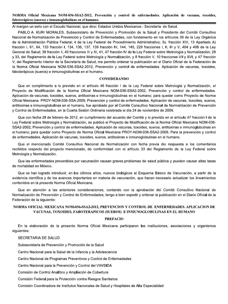 Nom 036 Ssa2 2012 | PDF