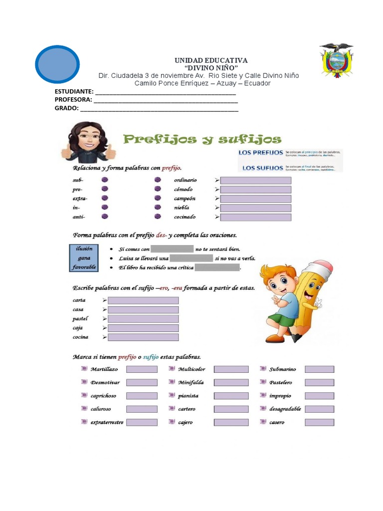 Actividad Prefijos y Sufijos | PDF