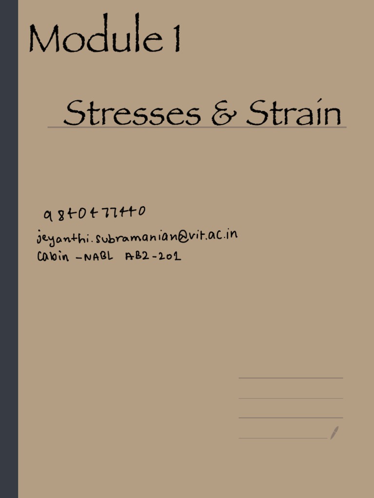 Module 1 Stresses - Strain | PDF | Deformation (Engineering) | Classical Mechanics