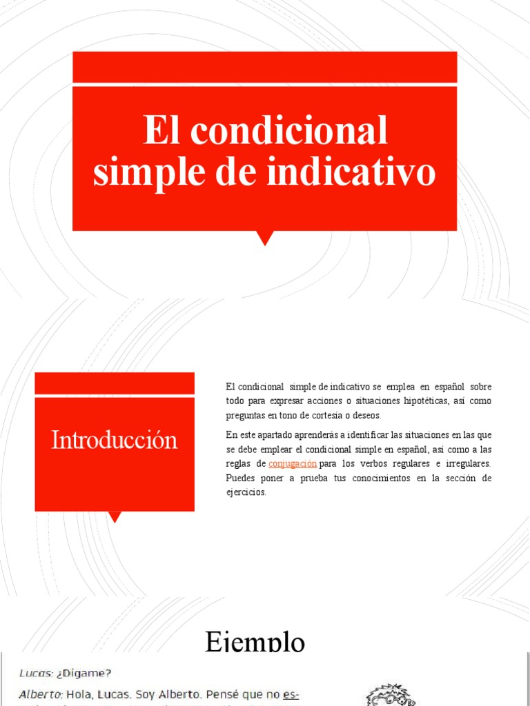 El Condicional Simple de Indicativo | PDF
