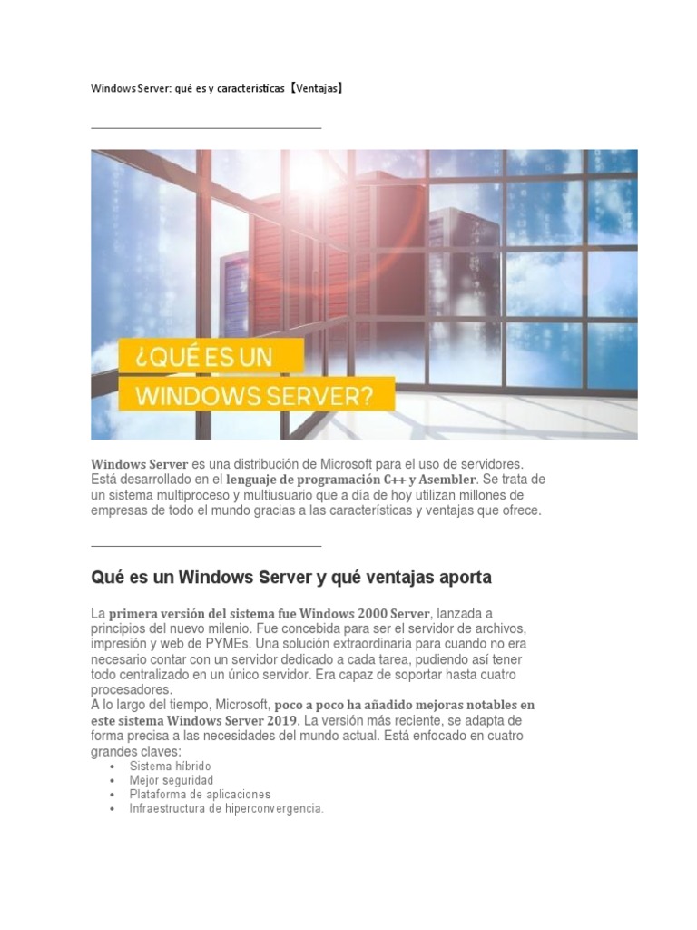 Windows Server | PDF | Microsoft Windows | Servidor (Computación)
