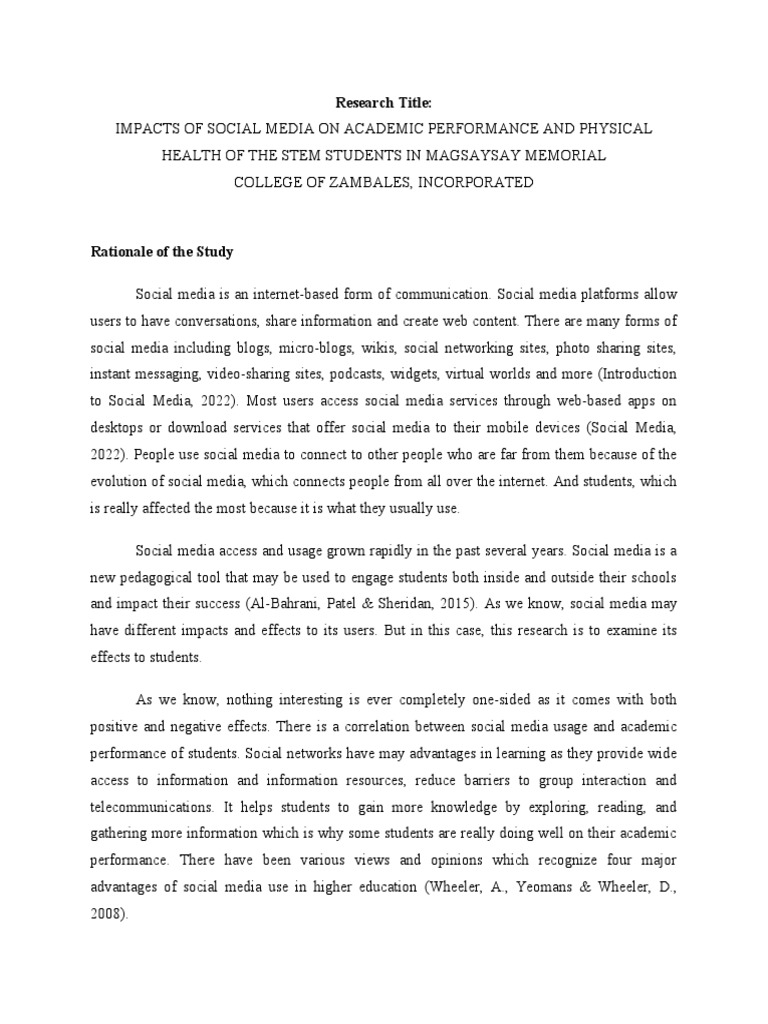 Chapter 1.1 Rationale of The Study | PDF | Social Media | Popular ...