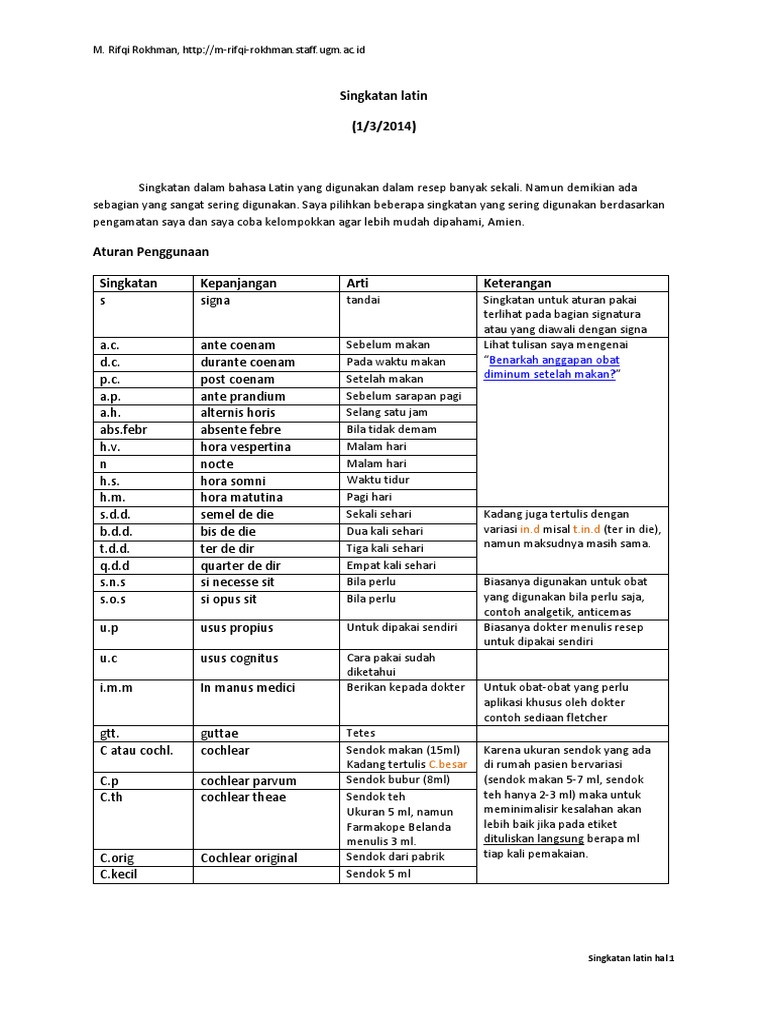 Singkatan Latin Lengkap | PDF