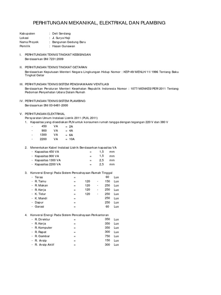 Perhitungan Elektrikal | PDF
