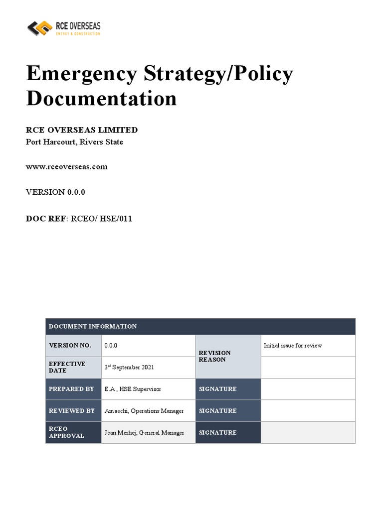 Emergency Strategy-Policy Documentation | PDF | Emergency | Emergency ...