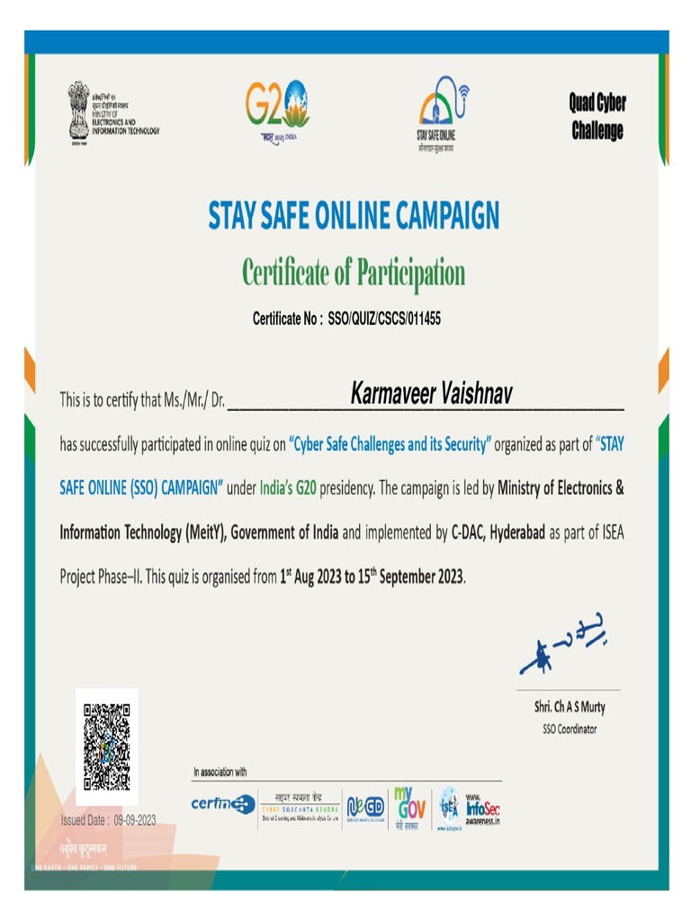 CSCS Quiz Certificate SSO/011455 | PDF
