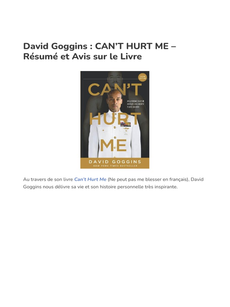 Résumé du livre "Can't Hurt Me" de Goggins | PDF | Souffrance | Motivation