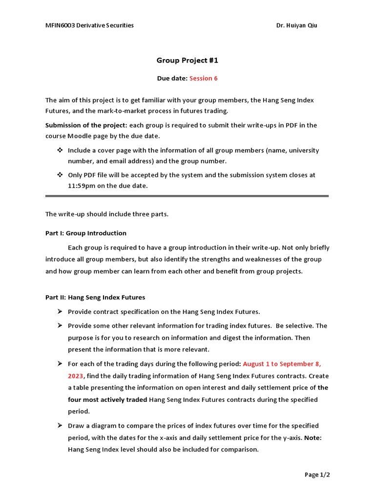 MFIN6003 - Group Project 1 | PDF | Futures Contract | Business
