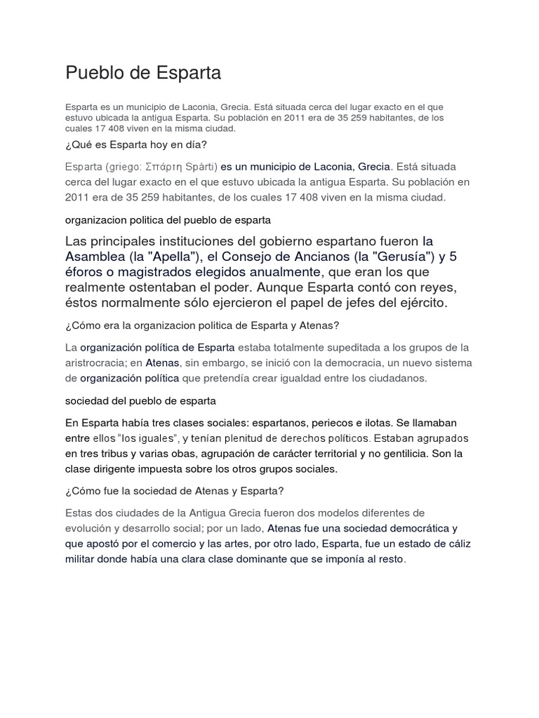 ¿Qué Es Esparta Hoy en Día | PDF | Política