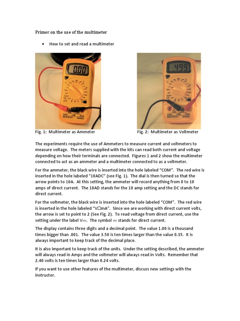 Simple Multimeter Instruction Sheet | PDF
