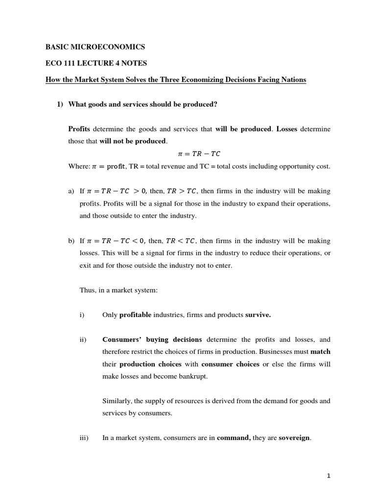Eco 111 Lecture 4 Notes | PDF Eco 111 Lecture 4 Notes | PDF
