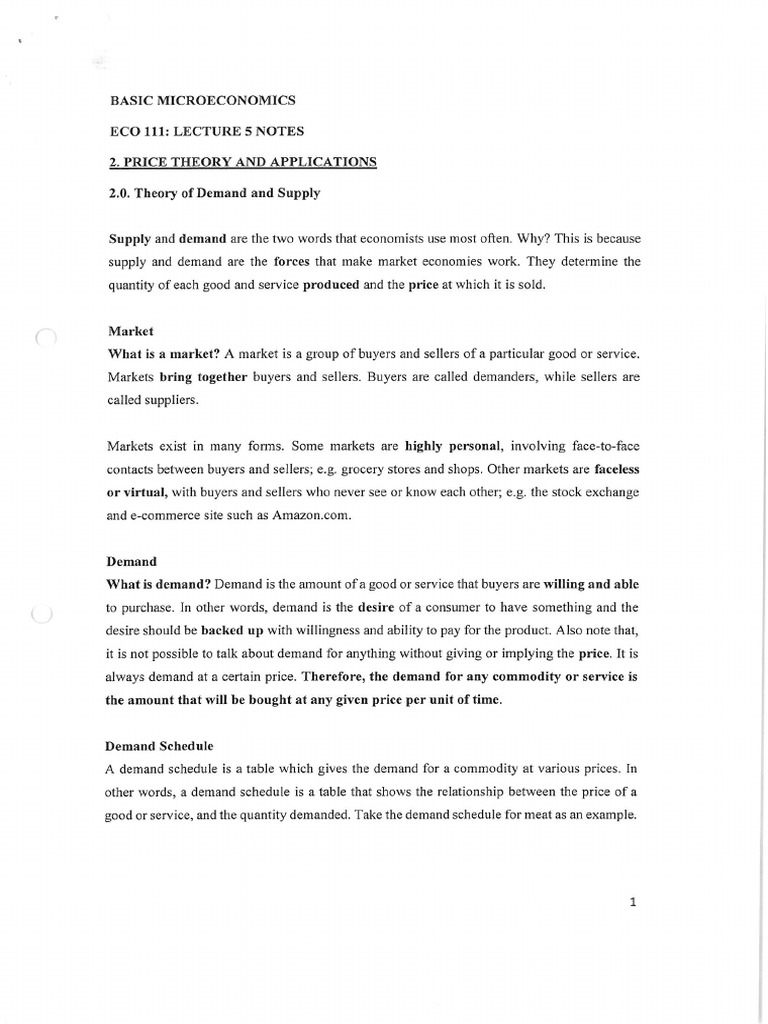 Eco 111 Lecture 5 Notes | PDF