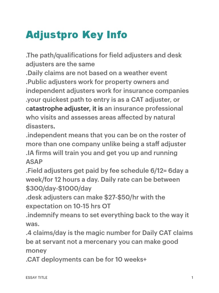 Adjuster Pro Notes PDF | PDF