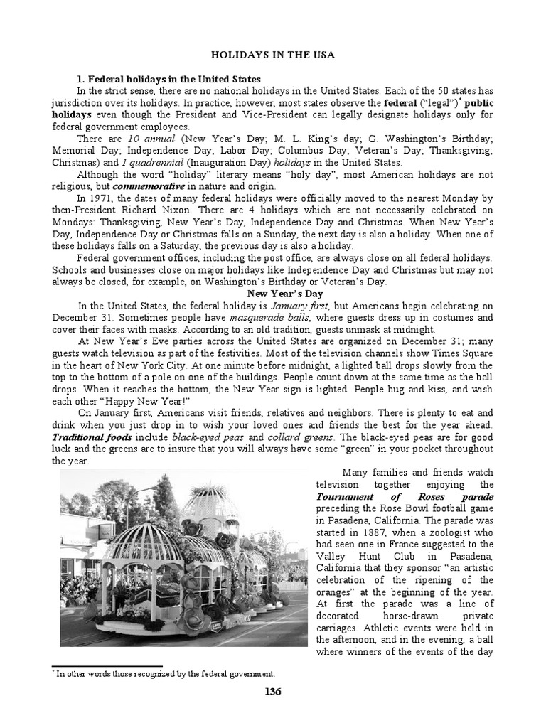 Holidays in The Usa | PDF | Santa Claus | Independence Day (United States)