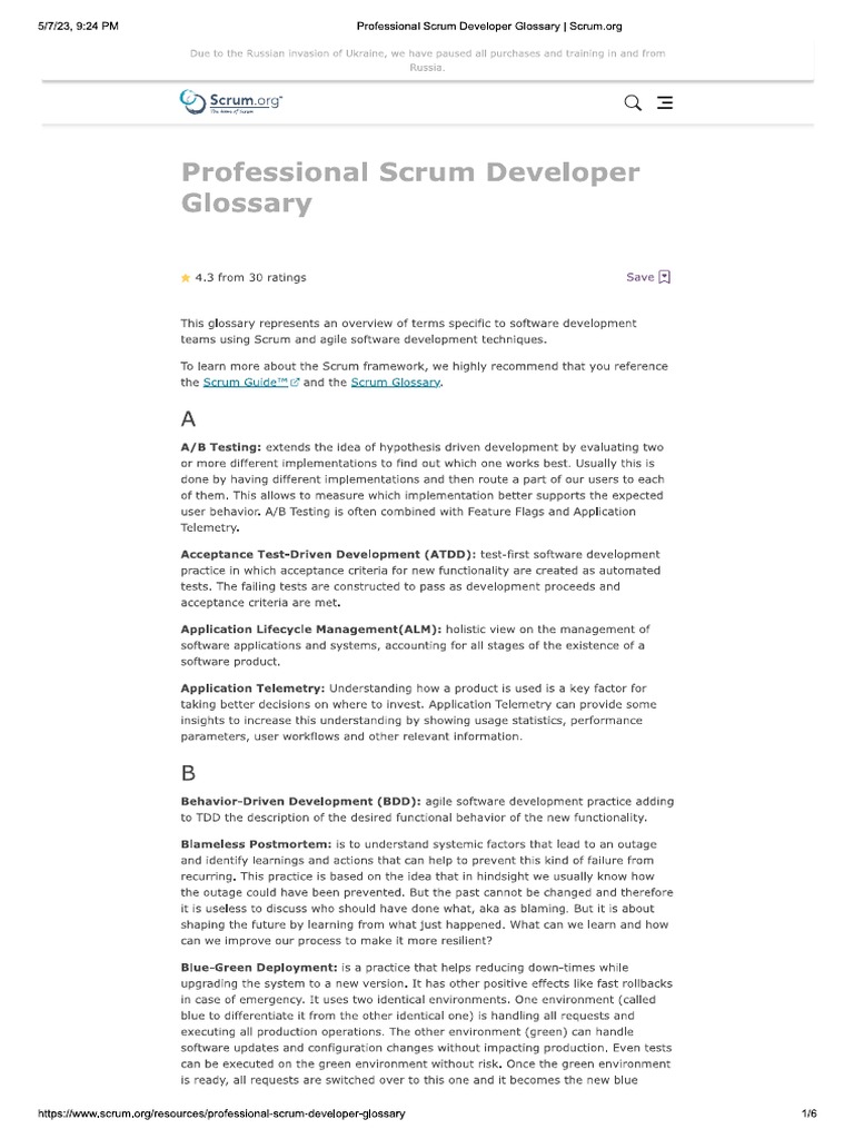 Professional Scrum Developer Glossary | PDF Professional Scrum Developer Glossary | PDF