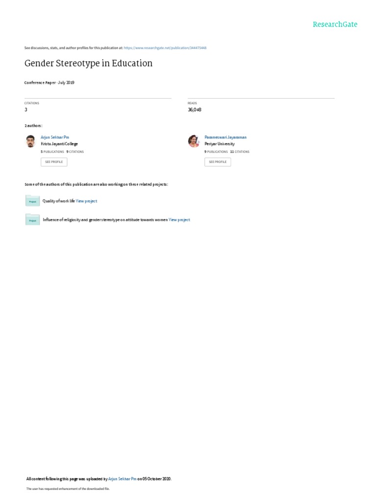 Gender Stereotypein Education | PDF | Gender Studies | Gender