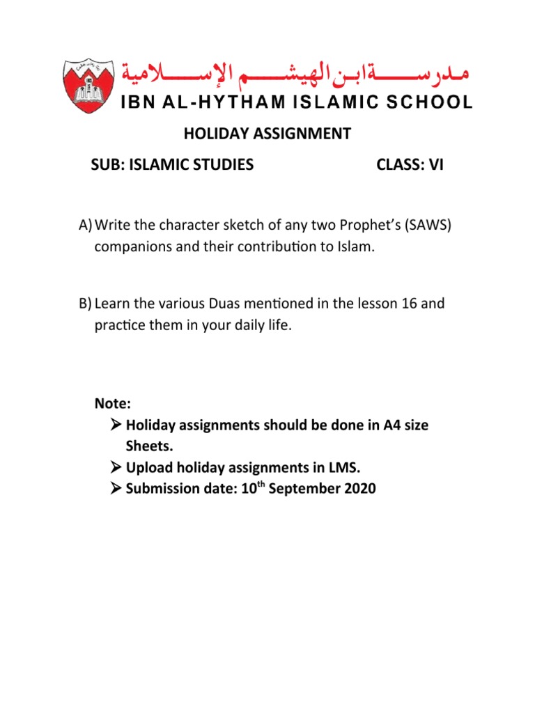 Holiday Assignment Vi | PDF