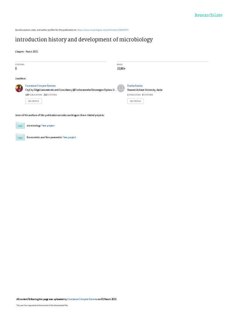 Introduction History and Development of Microbiology | PDF ...