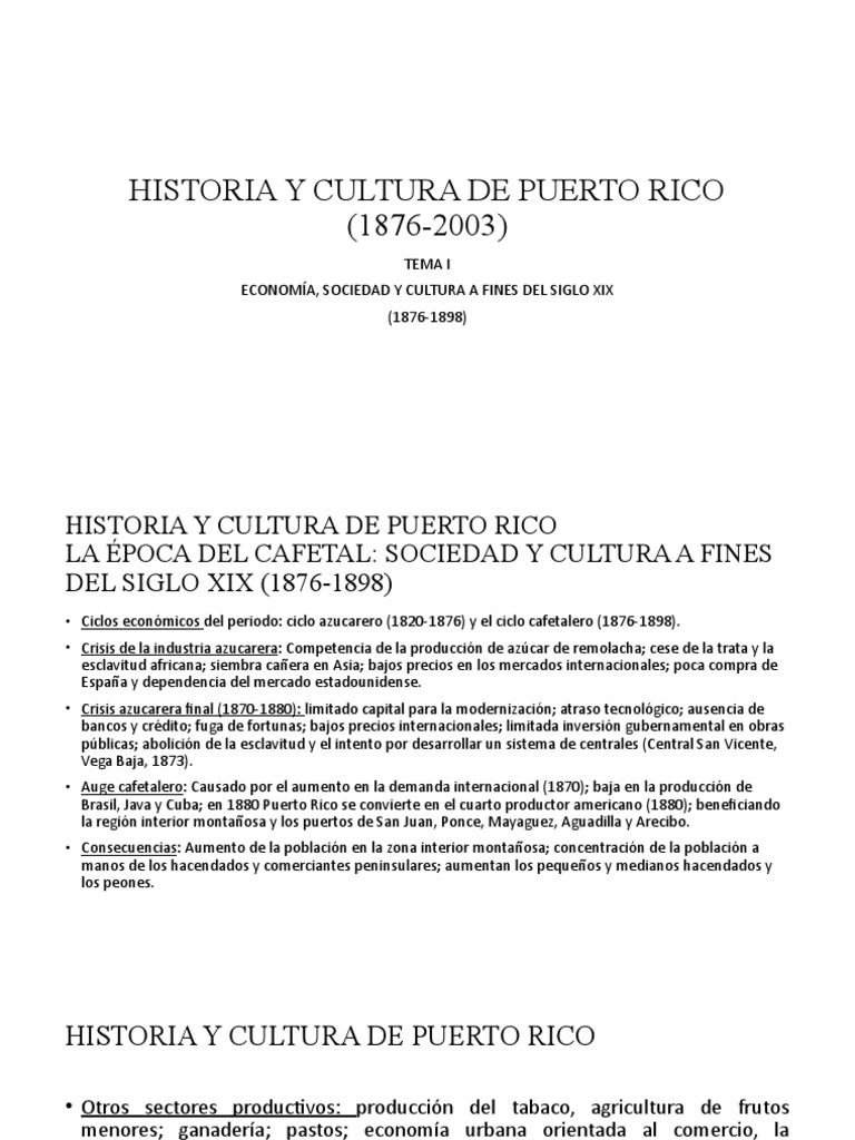 Economía y Cultura de Puerto Rico (1876-1898) | PDF | Puerto Rico | San ...