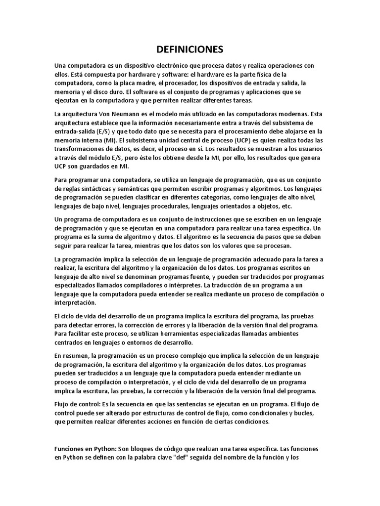 Definiciones: Funciones en Python: Son Bloques de Código Que Realizan ...