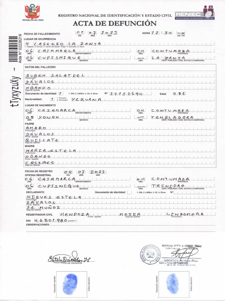 Acta de Defunción | PDF