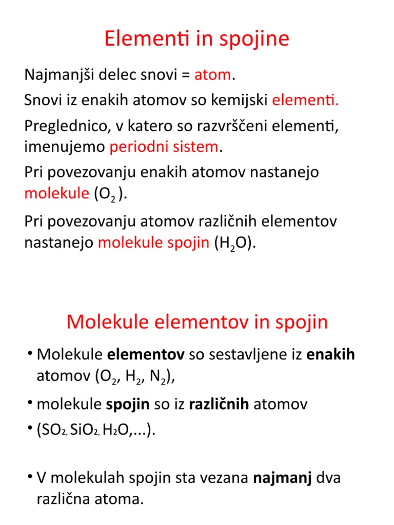 Elementi in Spojine, Periodni Sistem | PDF