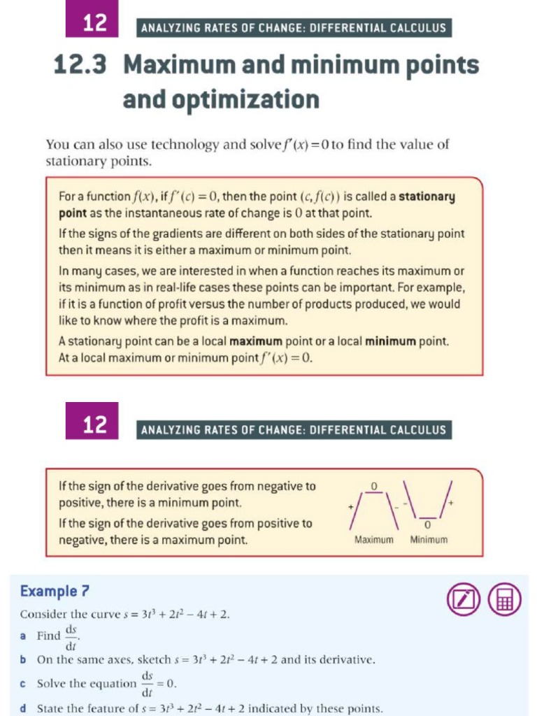 12.3 Maximum and Minimum Points and Optimization | PDF